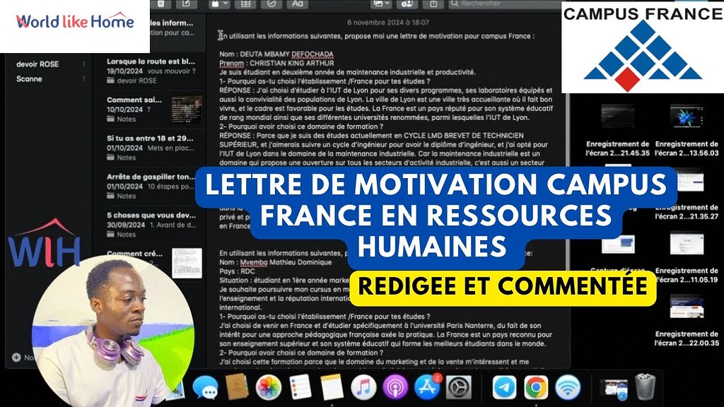 Lettre de motivation Campus France pour candidature en Ressources ...